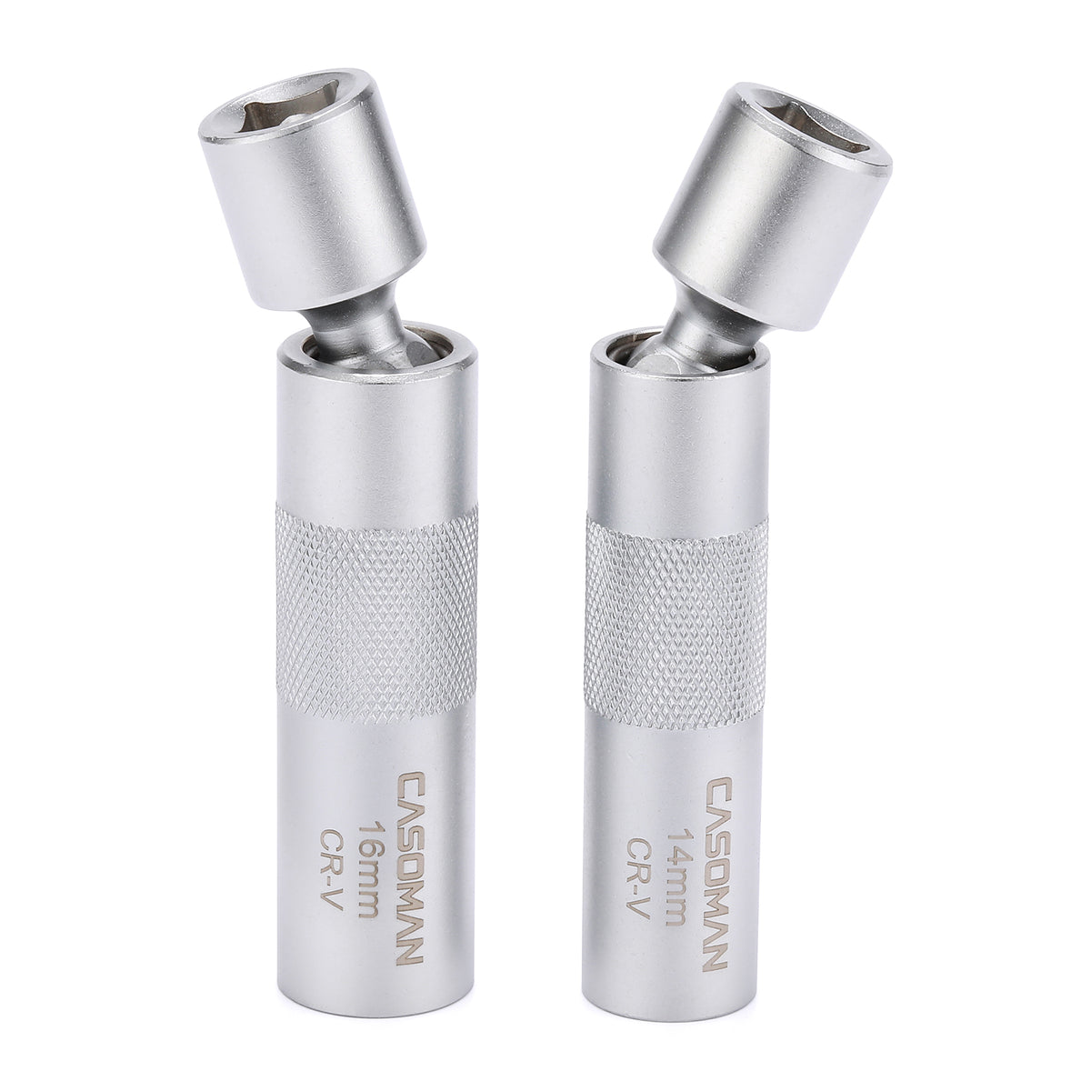 CASOMAN 2PCS 3/8" Dr. Swivel Magnetic Spark Plug Socket, 14mm & 16mm ...