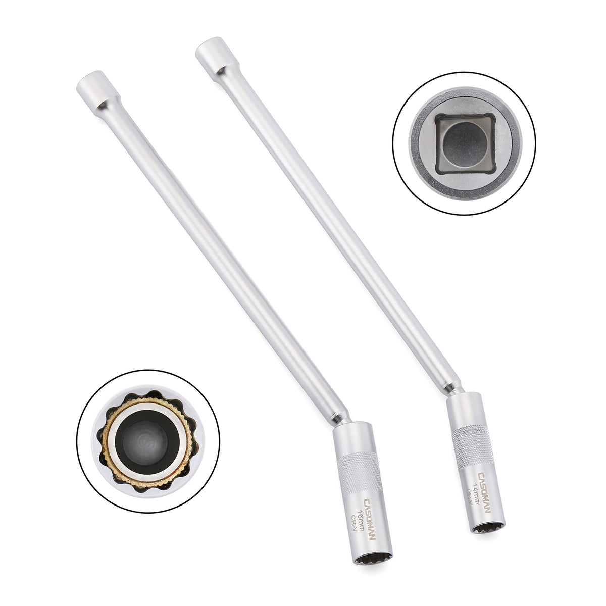 CASOMAN 14mm& 16mm Swivel Magnetic Spark Plug Socket, 3/8" Drive x 12 ...