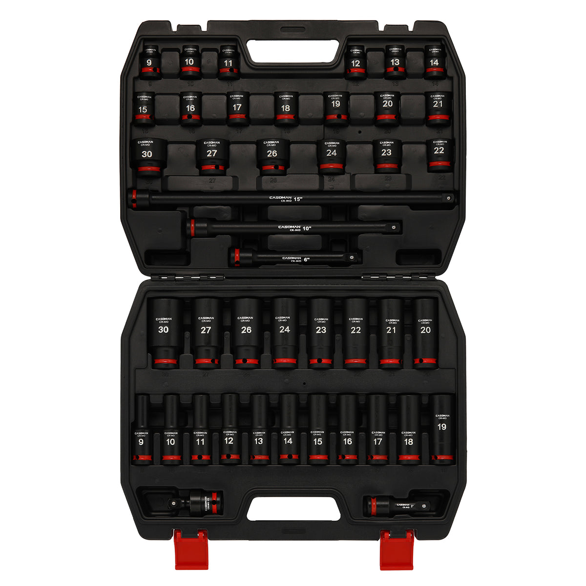 CASOMAN 43-Pieces 1/2" Drive Master Impact Socket Set, Deep and Standa ...