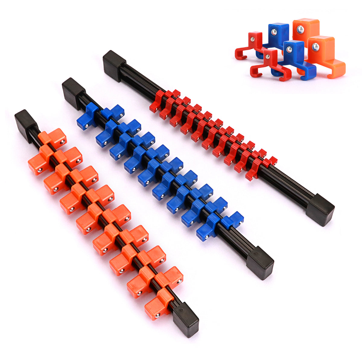 CASOMAN 3 Pieces Double Sided ABS Socket Organizer 1/4" 3/8" 1/2", Mou ...